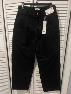 Uniqlo | Pants & Jumpsuits | Uniqlo Black Denim Pleated Pants | Poshmark